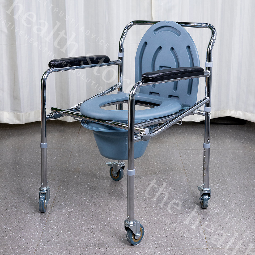 Karma Rainbow 5 Foldable Commode Chair With Wheels – The Health Store